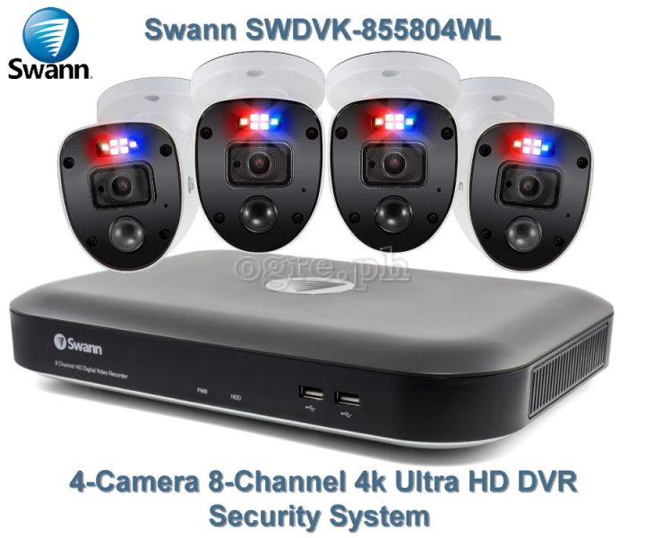 Swann SWDVK-855804WL 4-Camera 8-Channel 4K Ultra HD DVR Security System ...