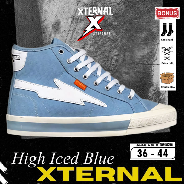 sepatu xternal petir sneakers high black and white pria wanita sekolah ...