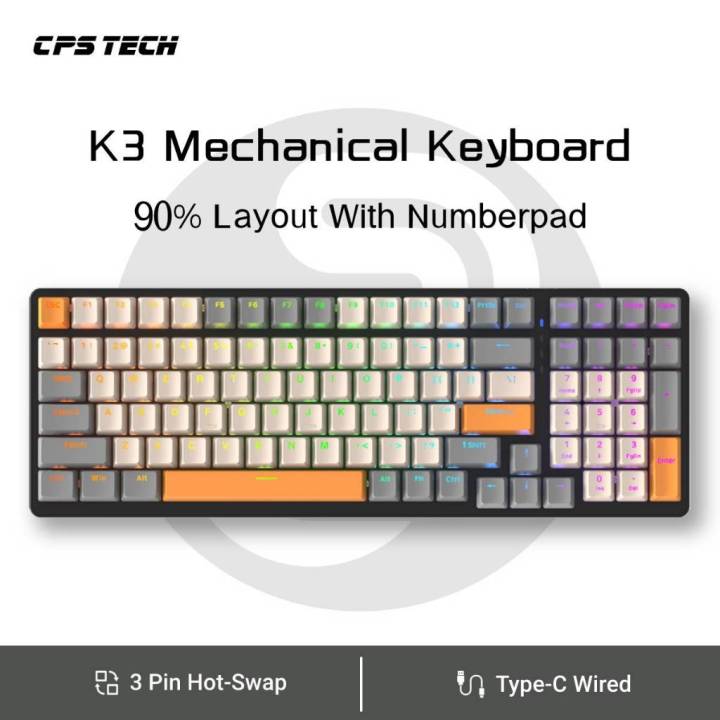 CPSTECH Shimmer Mechanical Keyboard 100% 98 Keys 100 Type-C Wired ...