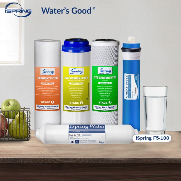 iSpring F5-100 5-Stage Water Filter Replacement Cartridges For RO ...