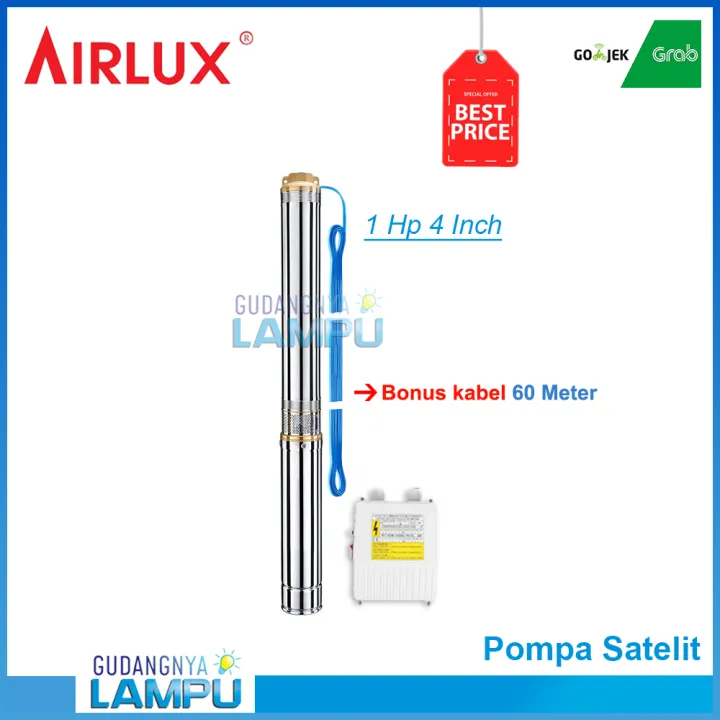 Pompa Satelit Airlux 1 HP 4 Inch Plus Kabel 60Meter (Submersible Pump ...