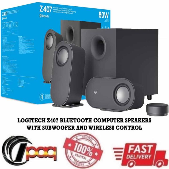 LOGITECH Z407 BLUETOOTH COMPUTER SPEAKERS WITH SUBWOOFER AND WIRELESS ...