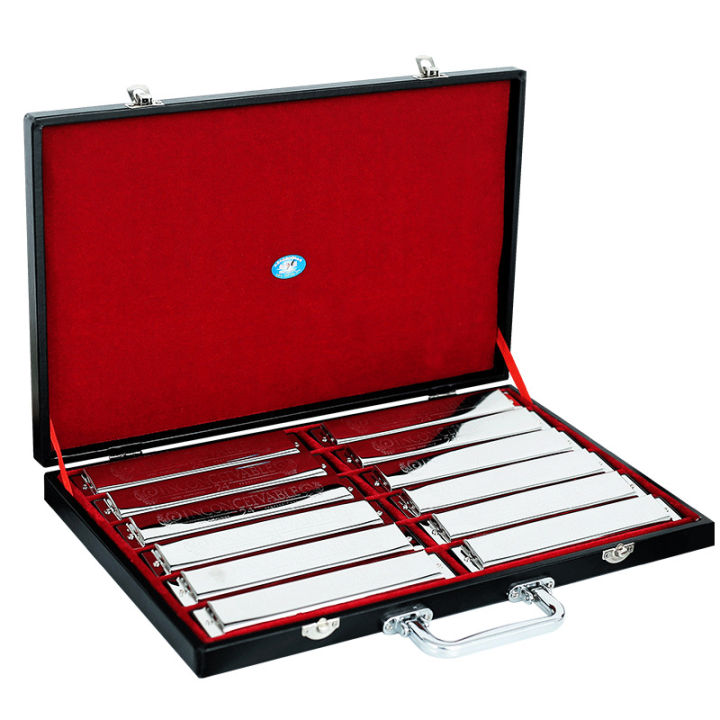 Swan 24 hole polyphonic harmonica professional performance 7/12 key set ...