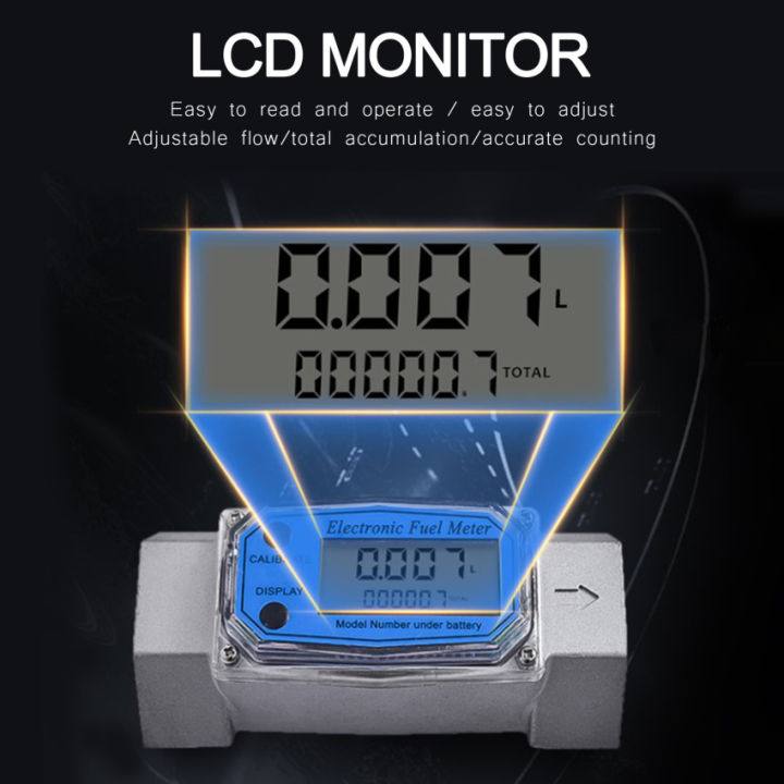 Digital Fuel Flow Meter Car Gasoline Methanol Water Flow Meter Counter ...