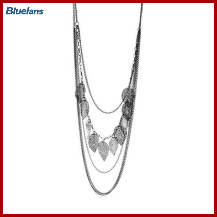 Bluelans®สร้อยคอหลายชั้นสำหรับผู้หญิงจี้ใบโบฮีเมียเครื่องประดับสร้อย ...