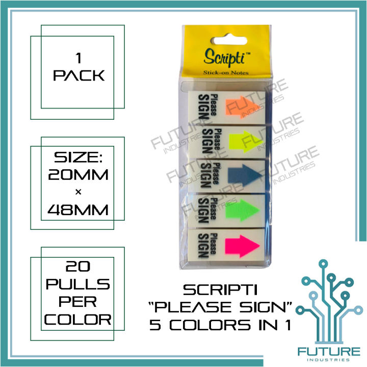 Sticky Note Scripti Stick-On Note Arrow Sign "Please Sign" 20 x 48mm ...