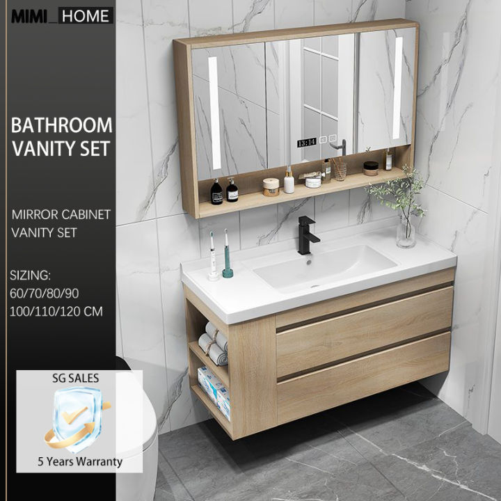 Bathroom Vanity Cabinet Mirror Cabinet Set Side Opening Toilet Cabinet ...