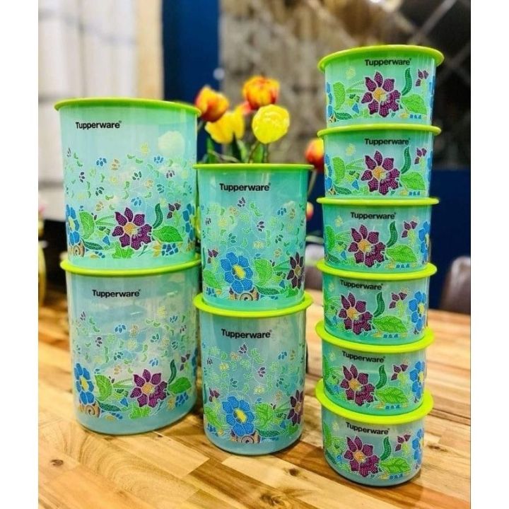 Tupperware Batik One Touch Set/ Tupperware Murah/ Tupperware One Touch/ Bekas Kuih Raya/ Balang ...
