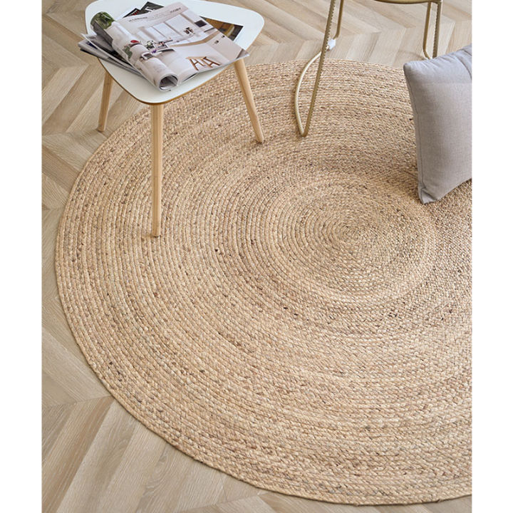 （HOT)Handmade Rattan Round Cars Straw Rugs For Living Room Bedroom ...