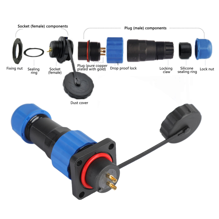 IP68 Waterproof Plug Socket Square Aviation Power Connector Industrial ...