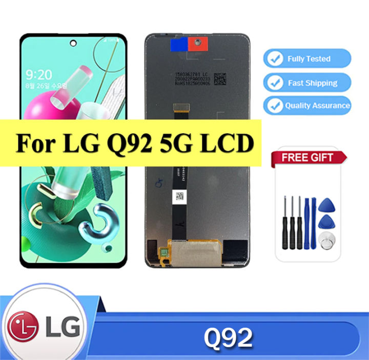 AMOLED 6.67 "สำหรับ LG Q92ชิ้นส่วนจอสัมผัสแอลซีดีของเครื่องแปลงดิจิทัล LG อะไหล่สำหรับ LG LM ...