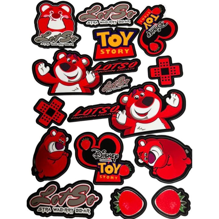 Tem dán xe gấu dâu lotso màu hồng đỏ dán xe wave sirius ab exciter ...