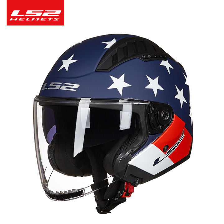 LS2 COPTER Retro Motorcycle Helmet with Dual Lens Scooter Man Women ...