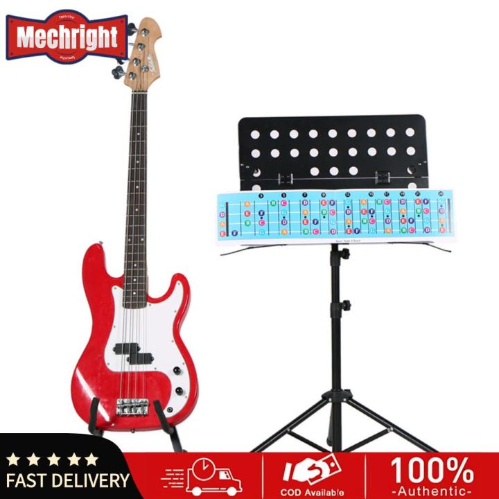 Mechright 4 String Bass Guitar Fretboard Note Chart Color Coded Scales ...