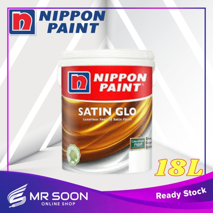 NIPPON PAINT Satin Glo 18L Interior Paint/Cat Dalam /Cat Getah /Cat Rumah Cat Kilat /Cat Dinding ...