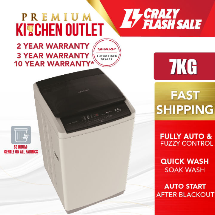 【Own Truck Delivery】Sharp 7KG Fully Auto Washing Machine ES718X | Soak ...