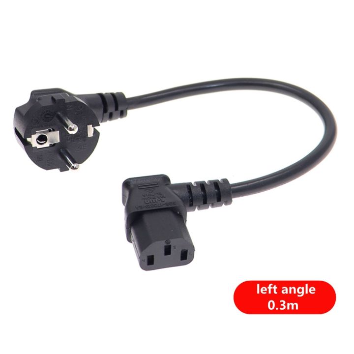 European 3 Pin Male to IEC 3 Pin Female, EU Schuko to C13 Left angled Power cord 0.3m/1.5m 2 ...
