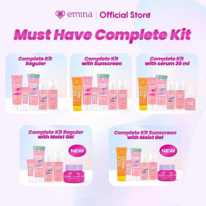 EMINA GLOW COMPLETE KIT - RegulerMoistGel - [MUST HAVE] | Lazada Indonesia