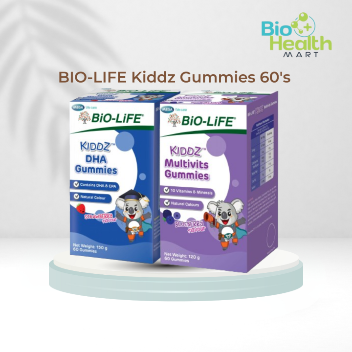 BIO-LIFE Kiddz Gummies 60's - DHA(Strawberry) / Multivits(Blueberry ...