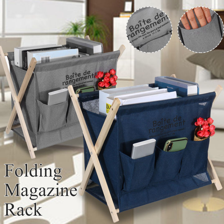 Wooden Folding Rack Holder Bookshelf Newspaper Organiser for Office ...
