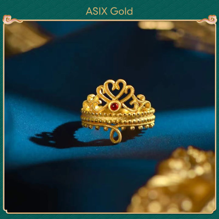 ASIX GOLD แหวนเม็ดมะยมชุบเยลโลว์โกลด์ 24K แหวนผู้หญิง แหวนนําโชค สีไม่ ...