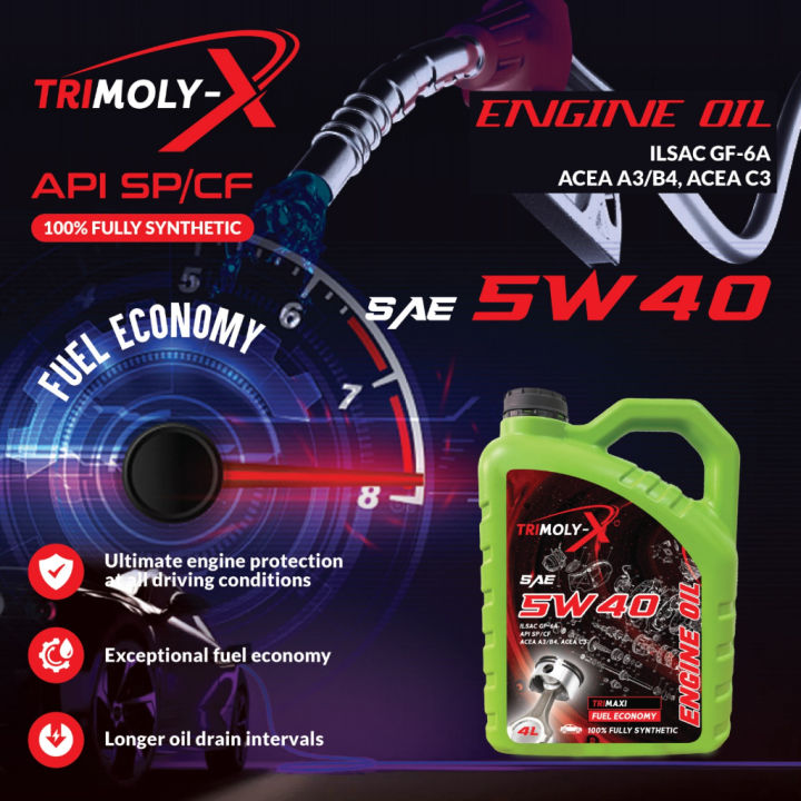 TRIMOLY-X TRIMOLYX 5W40 FULLY SYNTHETIC ENGINE OIL SPCF 4L Car ...