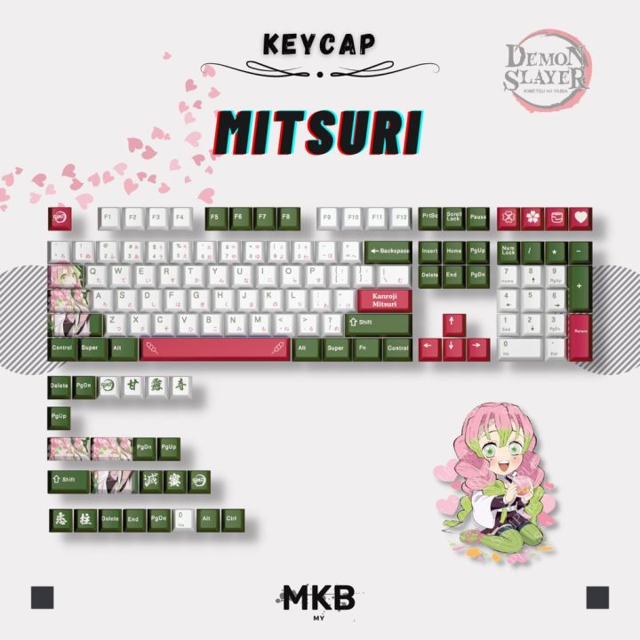 [READY STOCK] Demon Slayer Love Hashira Mitsuri PBT Keycap Set for ...