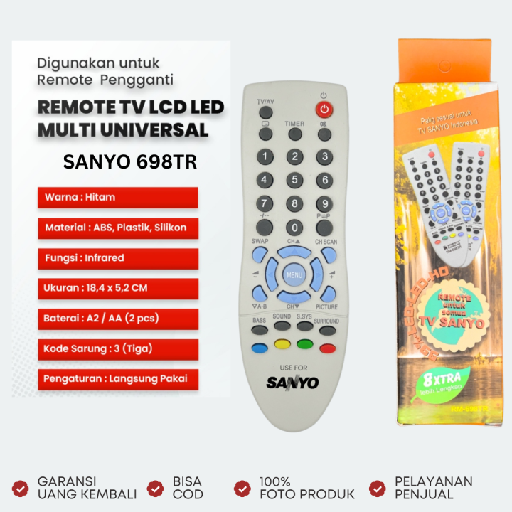 REMOTE TV SANYO AQUA TABUNG LCD LED MULTIFUNGSI LENGKAP | Lazada Indonesia