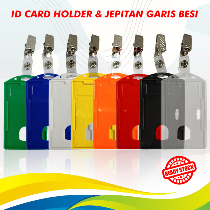 ID Card Holder Plastik Dan Jepitan ID Card Besi garis ( isi 10 pcs ...