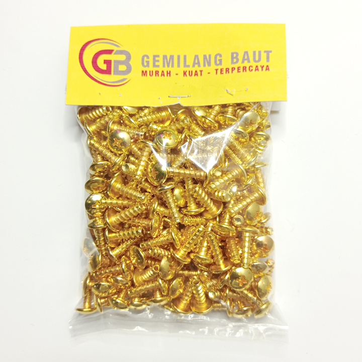 1 Pak Baut Body Motor Yamaha 5x16 Gold / Baut Body Jupiter z Vega Mio ...