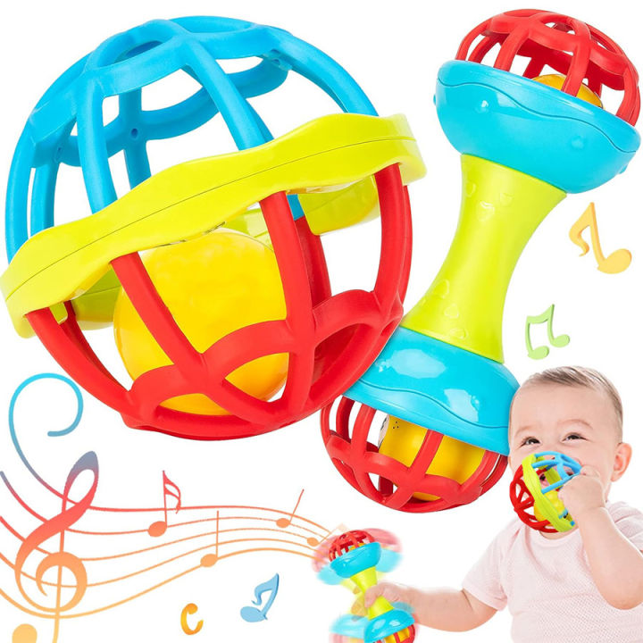 EDUVANKU Baby Rattles Toy Set Curiosity Explore Learn Ball Ring ...