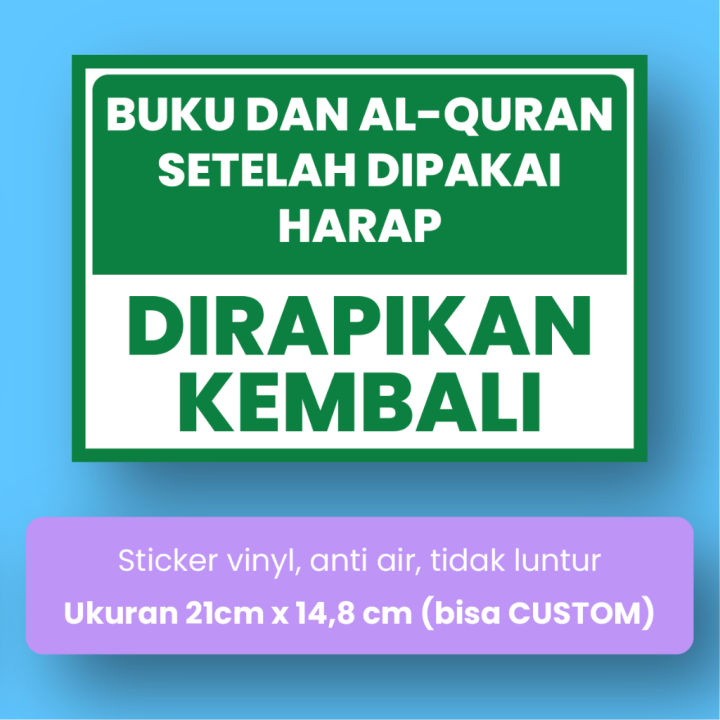 Sticker Stiker Doa Muslim Rapikan Kembali Buku AlQuran Masjid | Lazada ...