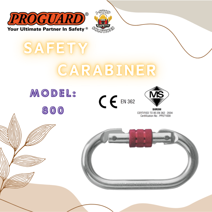 Proguard Safety Self-Closing Steel Carabiner c/w Aluminium Manual Screw ...