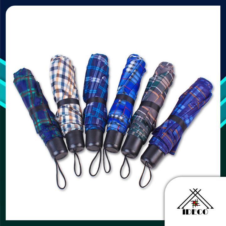 iDECO Tri-fold Umbrella Sunshade Folding Sun Rain Umbrella Short Handle ...