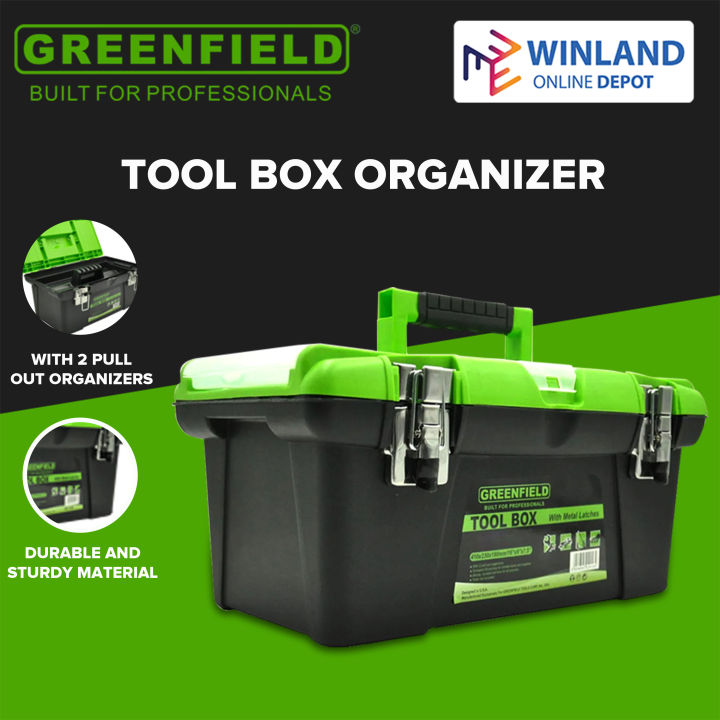 Greenfield by Winland 23inches Plastic Iron Tool Box Organizer w/ Metal ...