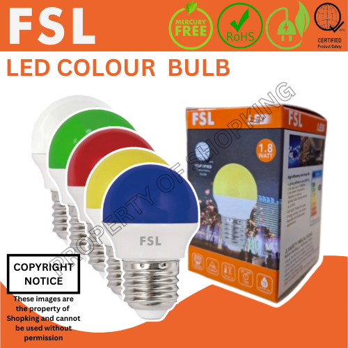 FSL G45 COLOUR BULB in RED/GREEN/BLUE/YELLOW/WARMWHITE & DAYLIGHT ...