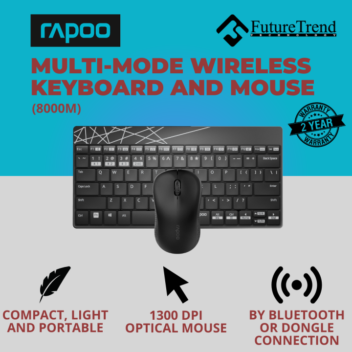 Rapoo 8000M Multi-mode Wireless Keyboard and Mouse | Lazada