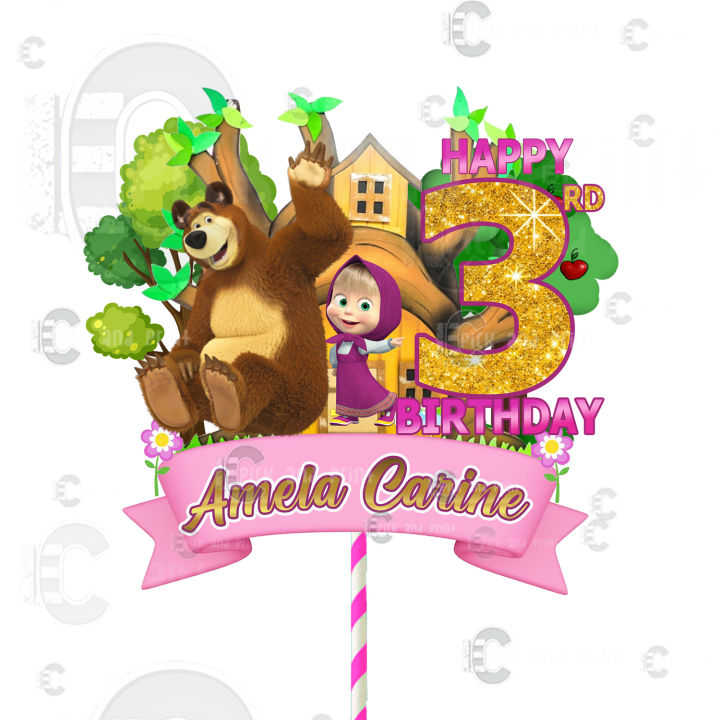 Personalized / Customized Masha and the Bear Theme Cake Topper for DIY ...