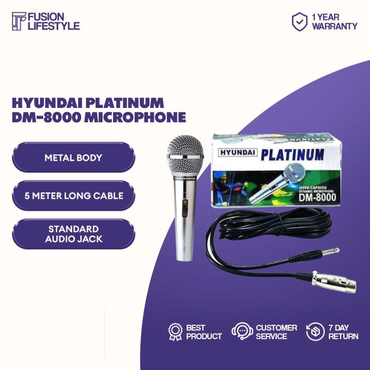 HYUNDAI PLATINUM (DM-8000) - High End Dynamic Microphone for Videoke Original (8 Meters Wire ...
