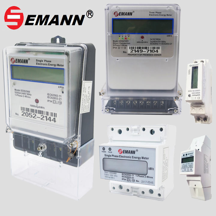 Emann kWh Meter Elektrik Digital/Analog Din Rail 1 Fasa/3 Fasa ...