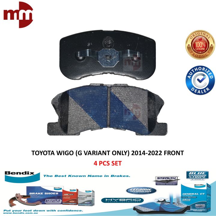 BENDIX GCT Brake Pads for TOYOTA WIGO (G Variant Only) 2014-2022 Front ...