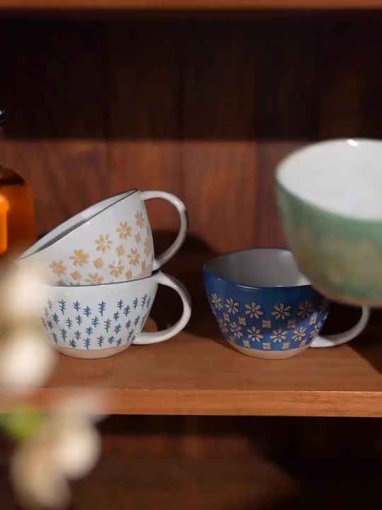 Costom LOGO 320ml Handpainted Ceramic Breakfast Milk Tea Cup Vintage ...