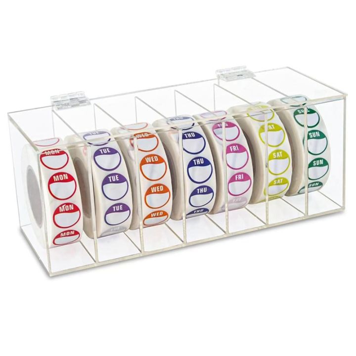 Acrylic Day of the Week Covered Label Dispenser 7-Slot Dispenser Day of ...