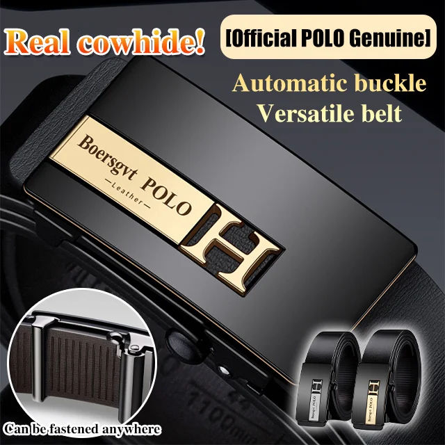 Leather automatic buckle versatile belt/men's toothless buckle belt ...