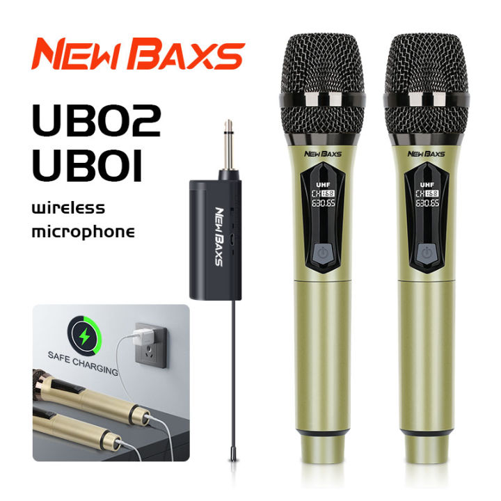 NewBaxs UB01/UB02/UB04 ไมโครโฟนไร้สาย 2 ไมโครโฟนแบบใช้มือถือ 50M ระยะทางรับ UHF FM Cyclic ชาร์จ ...
