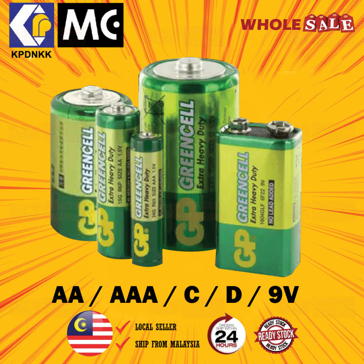 GP GREENCELL Extra Heavy Duty Batteries Carbon Zinc Battery C,D,AA,AAA ...