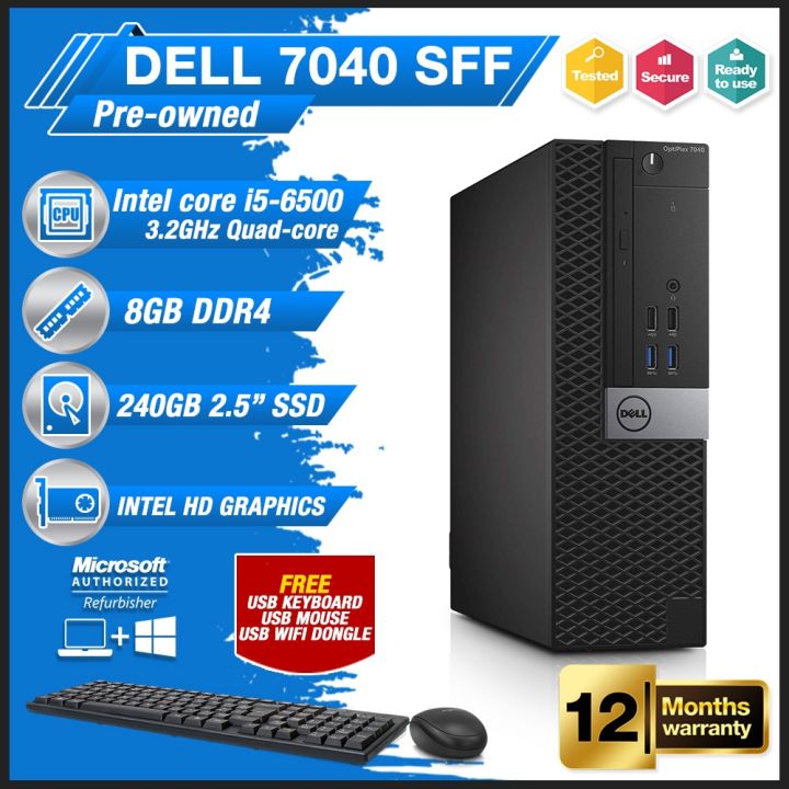 Dell Optiplex 7040 Slim Desktop - Intel i5 6th Gen 8GB RAM 240GB SSD ...