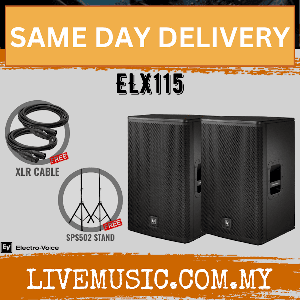 EV Electro-Voice ELX115 1600W 15" Passive Speaker With Speaker Stand And Cable - Each / Pair ...