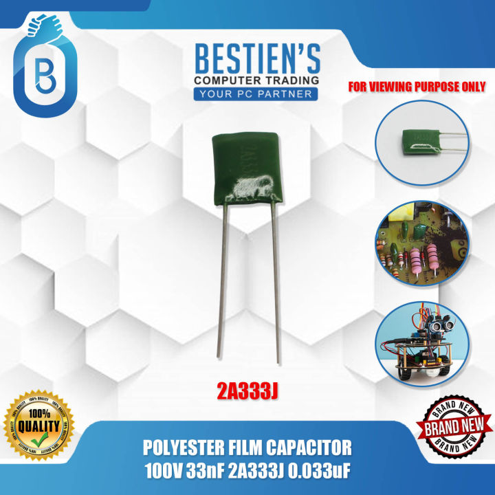 POLYESTER FILM CAPACITOR 100V 33nF 2A333J 0.033uF | Lazada PH
