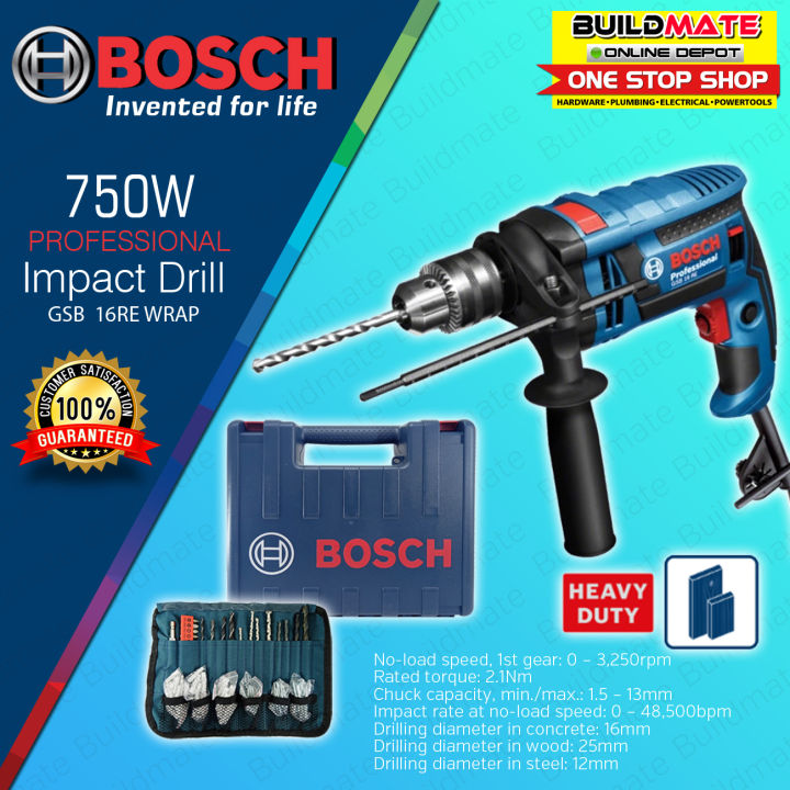 BOSCH Professional Impact Drill GSB 16 RE WRAP 750W - BUILDMATE - BPT | Lazada PH
